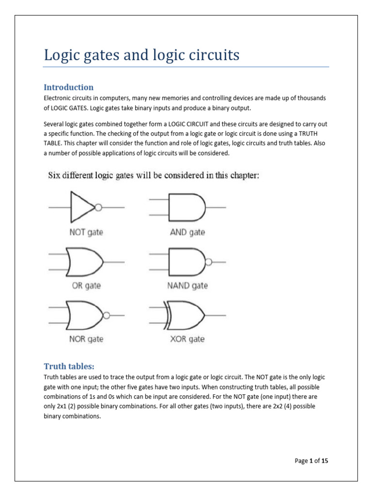 Logic Gates and Logic Circuits | PDF | Logic Gate | Boolean Algebra