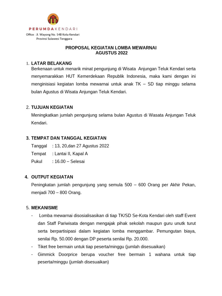 Proposal Kegiatan Agustus (1) | PDF