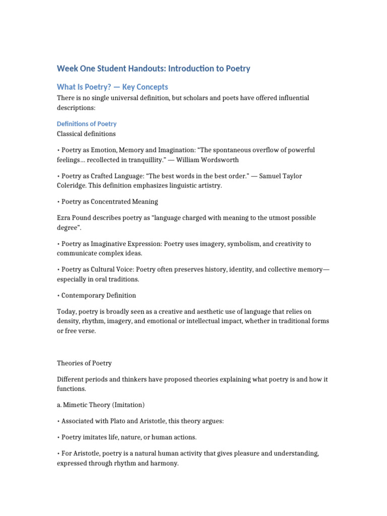 Introduction to Poetry Concepts and Theories | PDF | Poetry | Semantics
