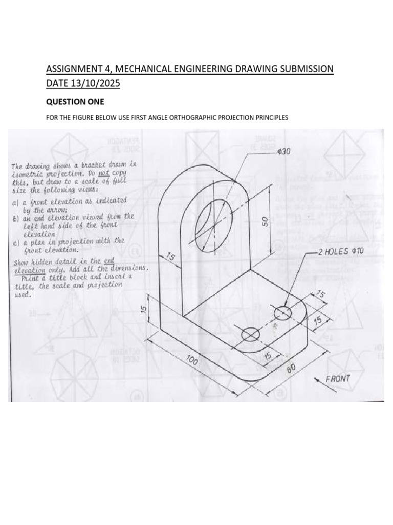 Mechanical Engineering Drawing Assignment | PDF