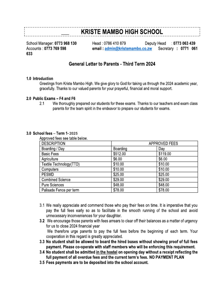 Kriste Mambo Newsletter 3rd Term 2024 | PDF