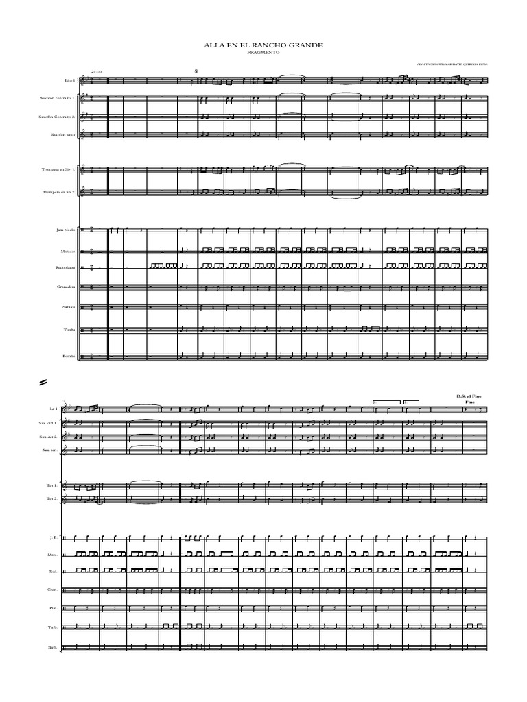 Partition pour "Alla en el Rancho Grande" | PDF