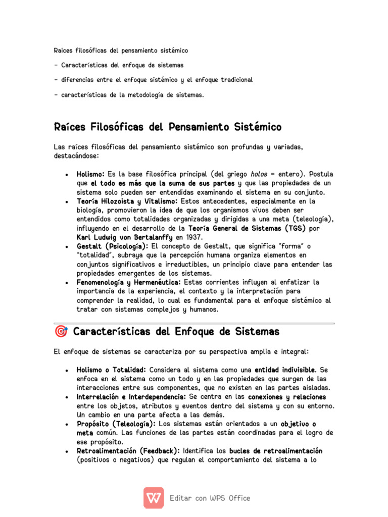 Raices Filosóficas Del Pensamiento Sistémico | PDF | Sistema | Teoría de sistemas