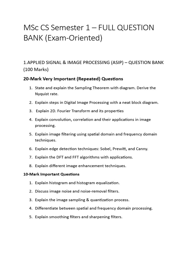 MSc CS Semester 1 Exam Question Bank | PDF | Parsing | No Sql
