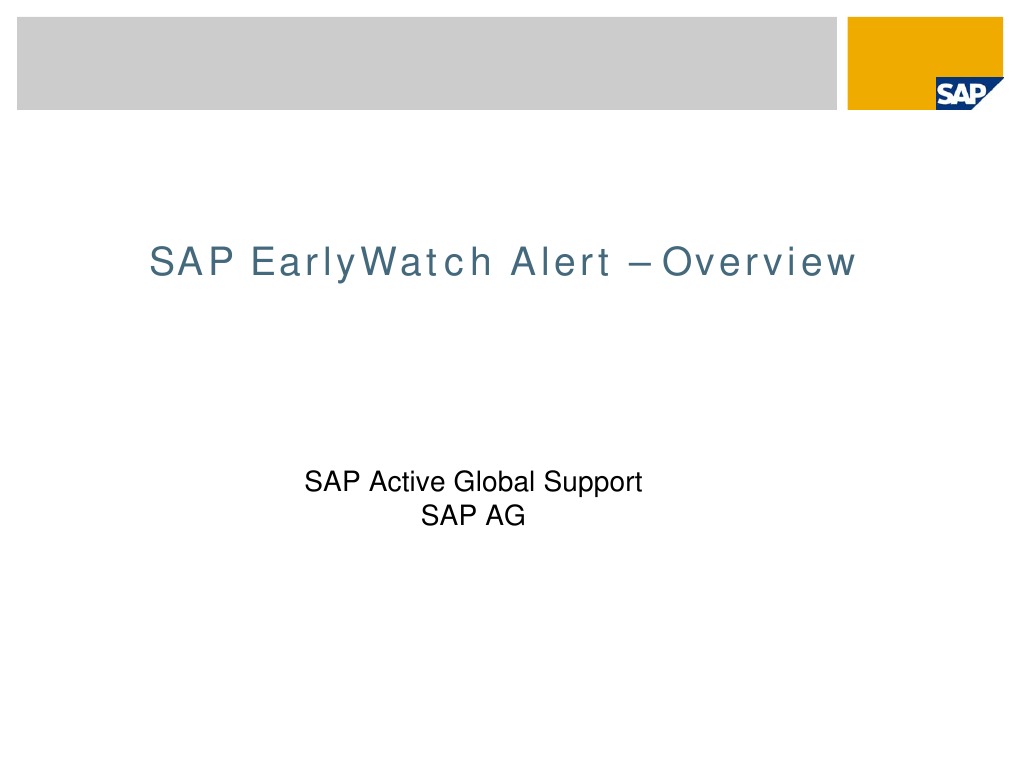 SAP EarlyWatch Alert - Overview | PDF