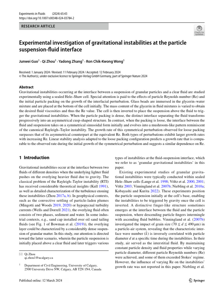 Guo2024EF - Experimental Investigation of Gravitational Instabilities ...