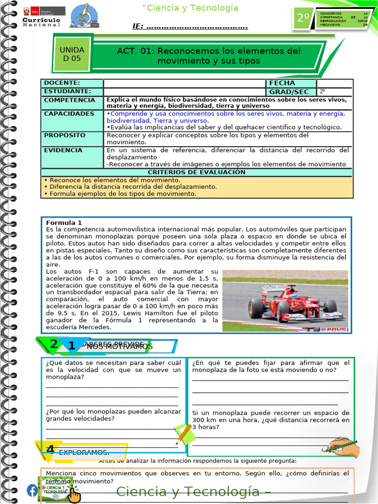 A-2º ACT 1 CYT UNID 5- SEM 1 | PDF | Velocidad | Vector Euclidiano