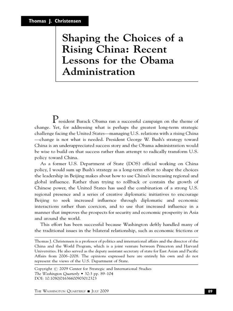 Thomas Christensen - Shaping The Choices of A Rising China - Recent ...