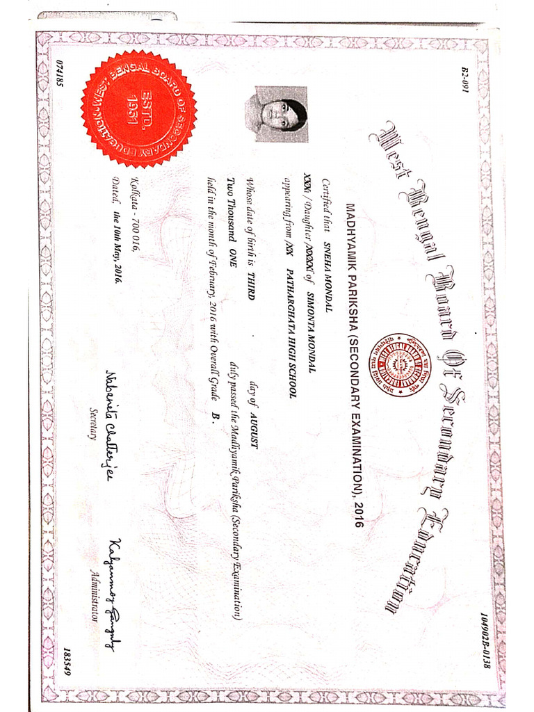 Storage Emulated 0 Android Data Com - Cv.docscanner Cache PDF TEMP Madhyamik Certificate | PDF