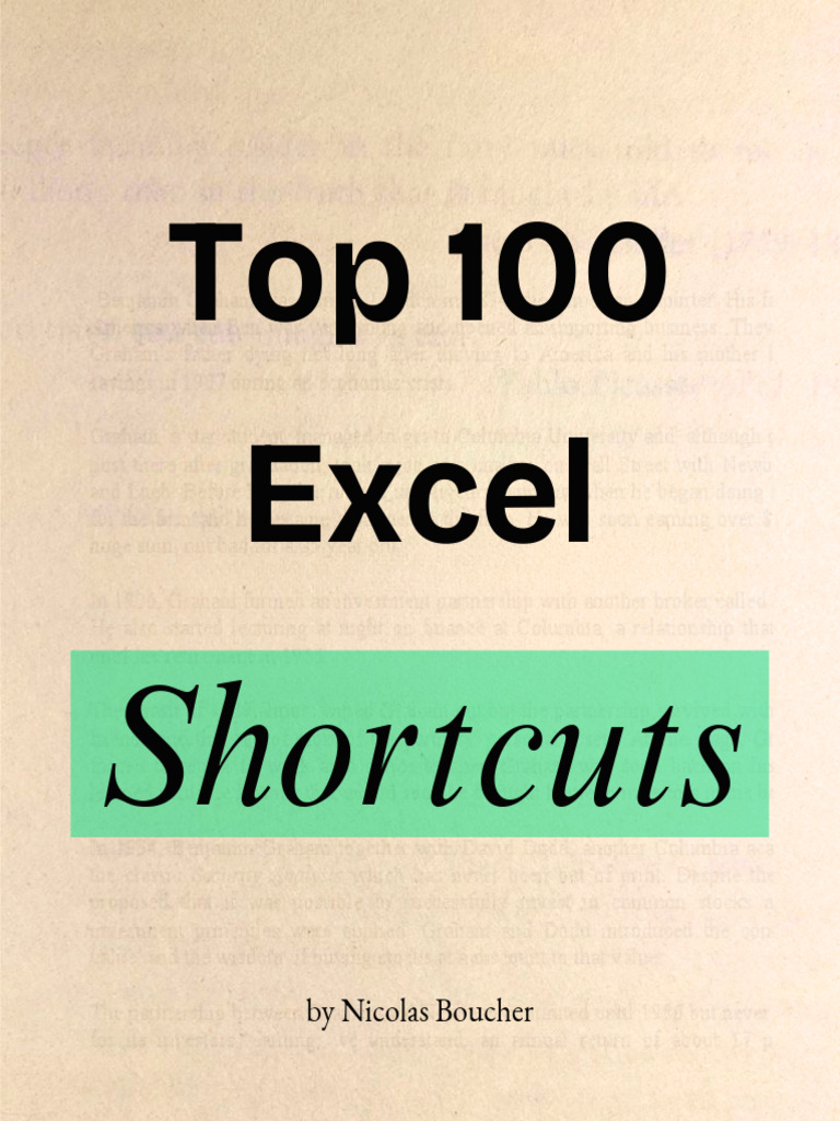 Top 100 Excel Shortcuts | PDF | Microsoft Excel