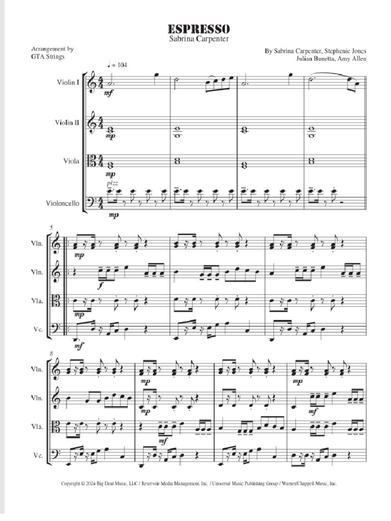 Espresso - Sabrina Carpenter String Q | PDF