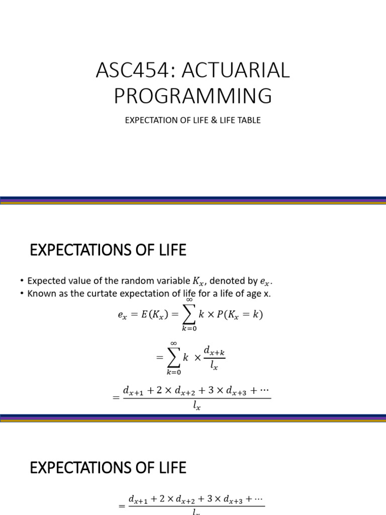 Expectations of Life and Life Table | PDF | Life Insurance | Expected Value