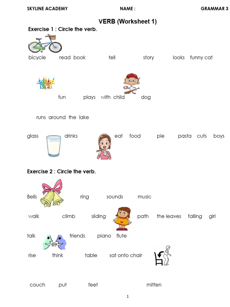 Verb Worksheets for Grade 3 Students | PDF