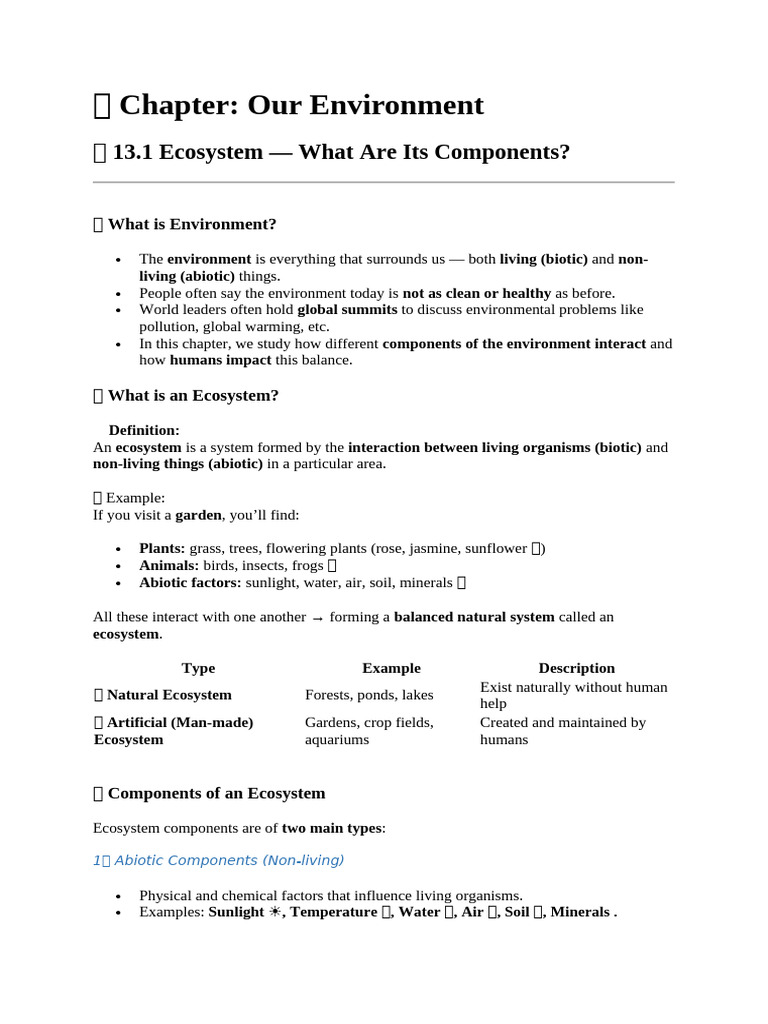 Our Environment Class 10 Bio | PDF | Ecosystem | Food Web