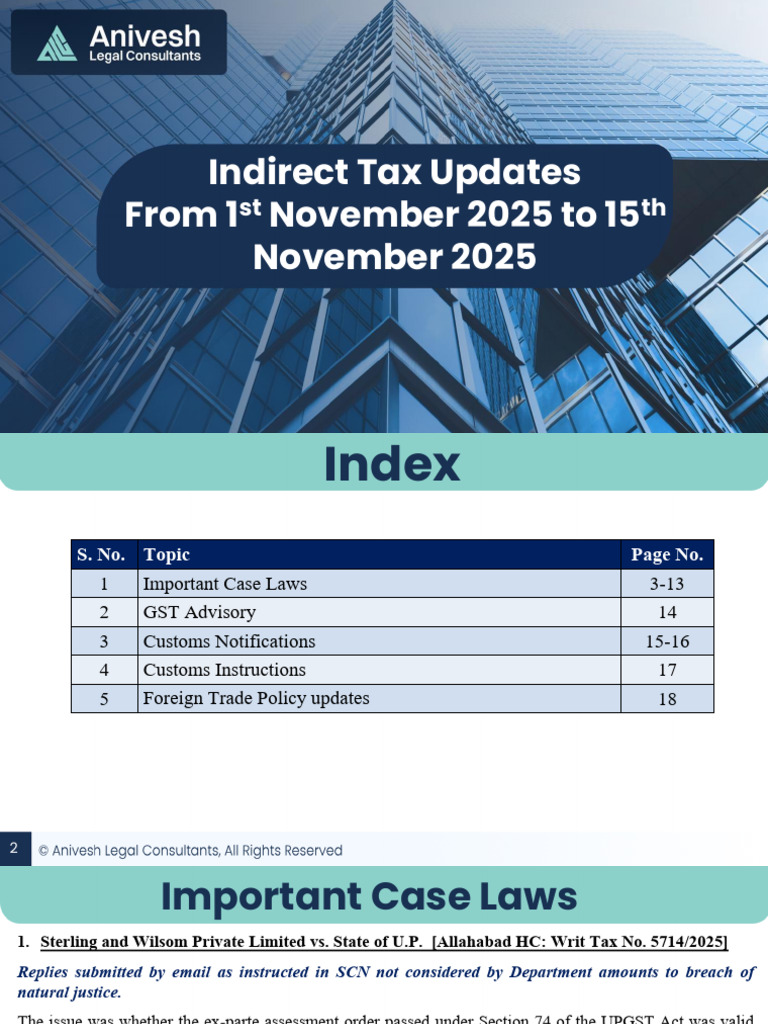 Indirect Tax Case Law Updates 2025 | PDF | Taxes | Customs