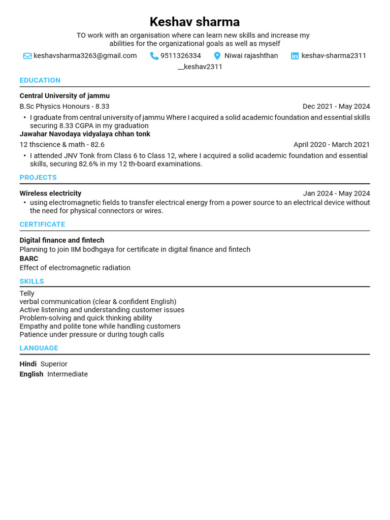Keshav Sharma - Resume | PDF