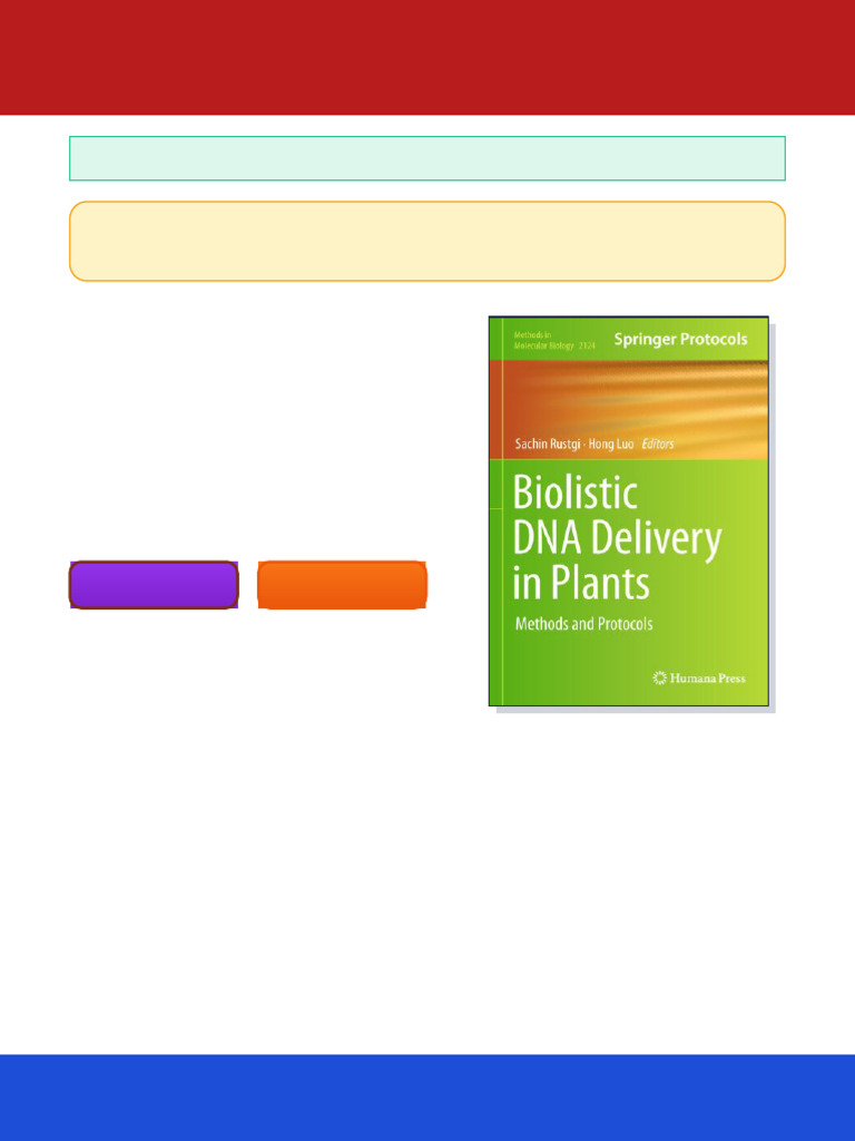 Biolistic DNA Delivery Methods and Protocols 1 Ed. 2020 Edition Sachin ...