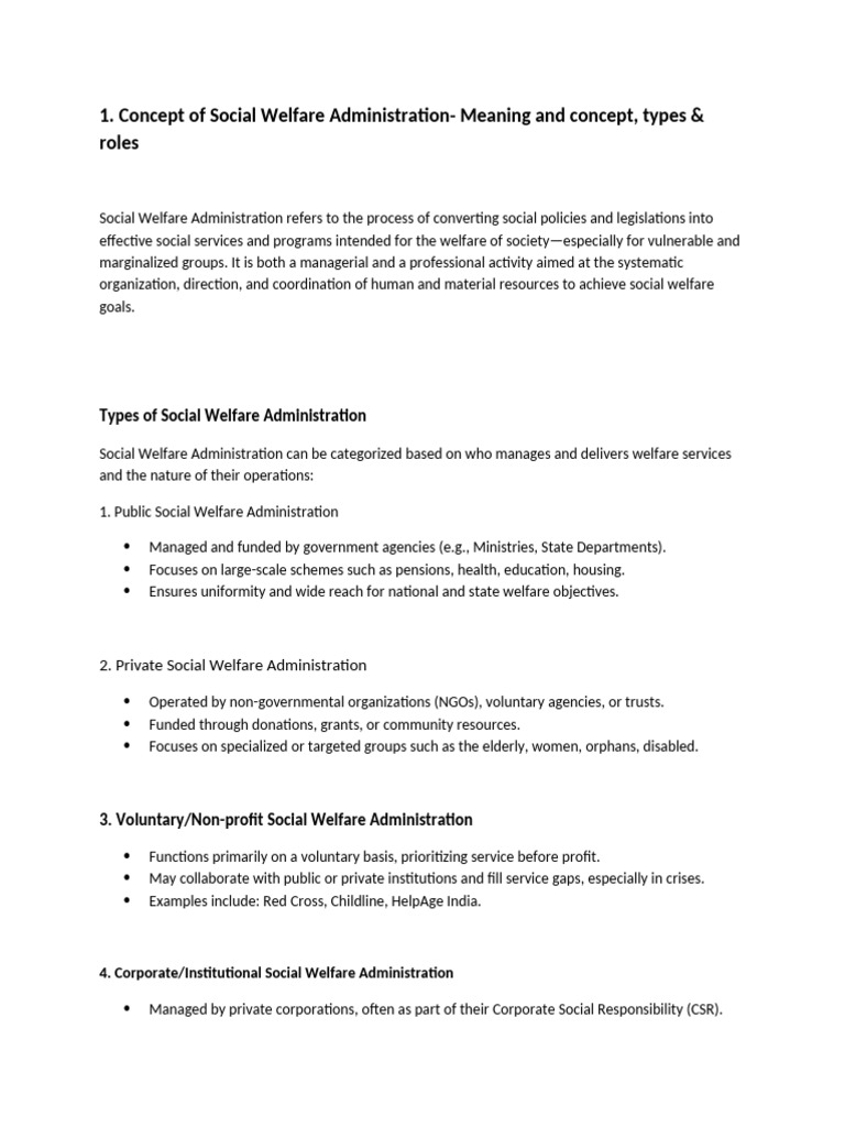 Social Welfare Administration Final | PDF | Goal | Non Governmental ...