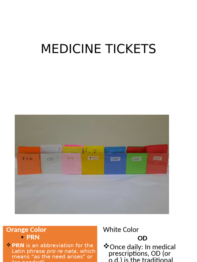 4 Medicine Tickets Color Code | PDF