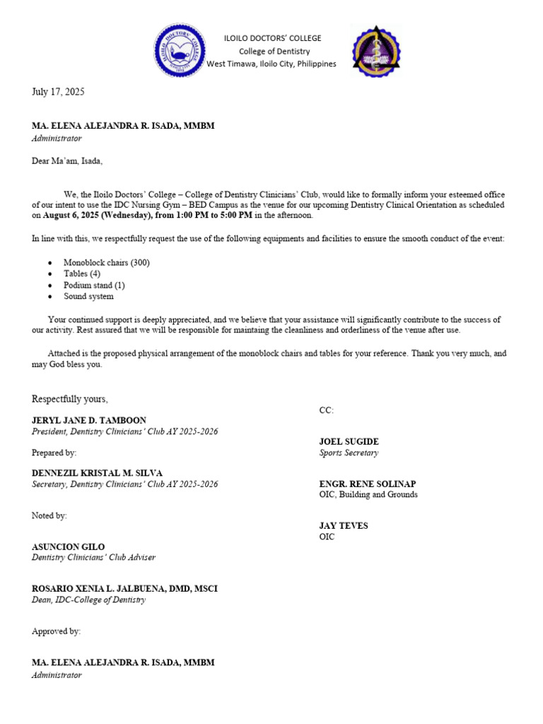 Clinical Orientation Letter | PDF