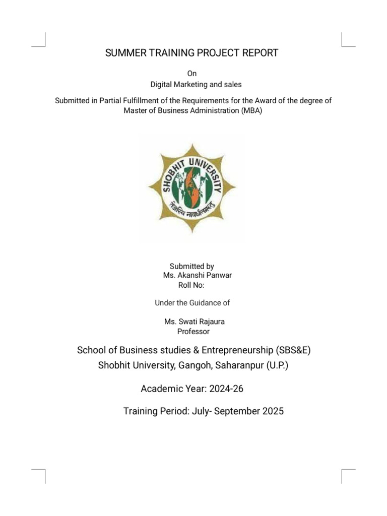 Summer Training Project Report - Templet | PDF