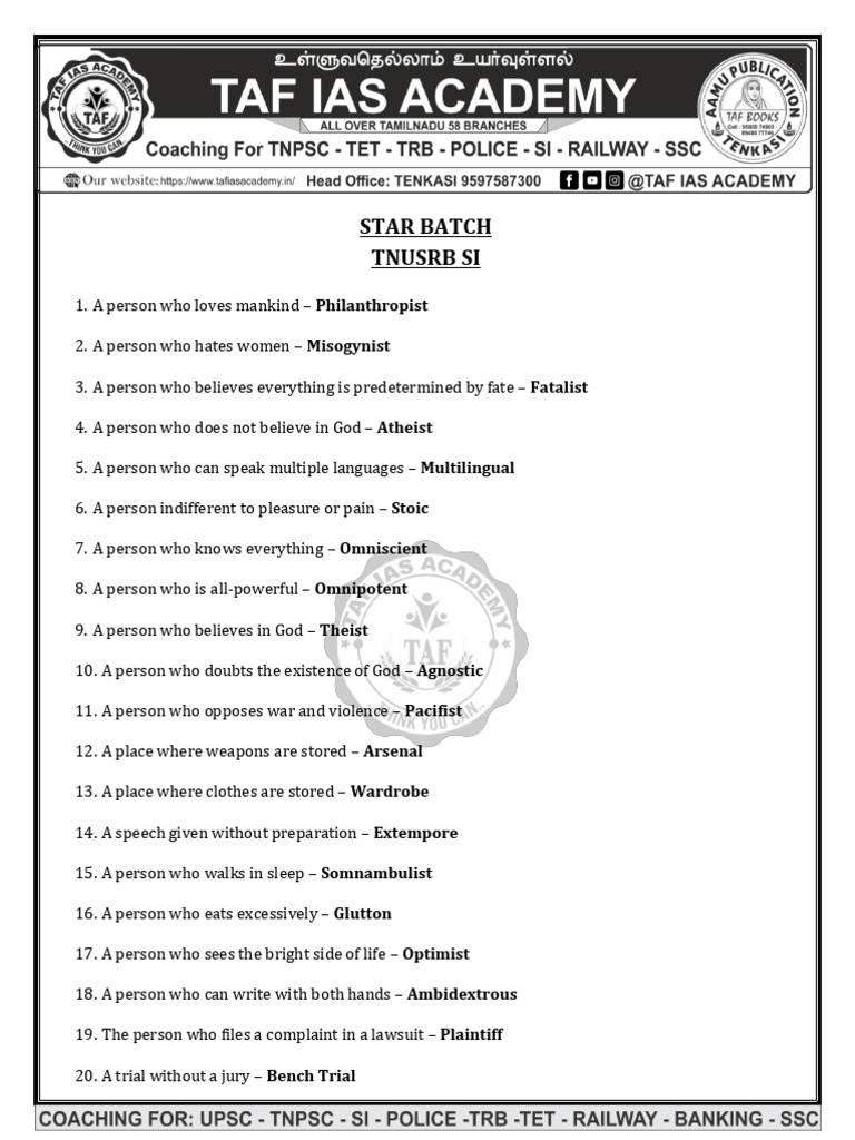Star Batch Si One Word Substitution 31 7 25 1696203 2025 07 31 15 | PDF