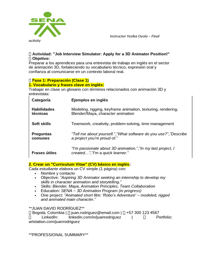 3D Animator Job Interview Preparation Guide | PDF | Animation | 3 D ...
