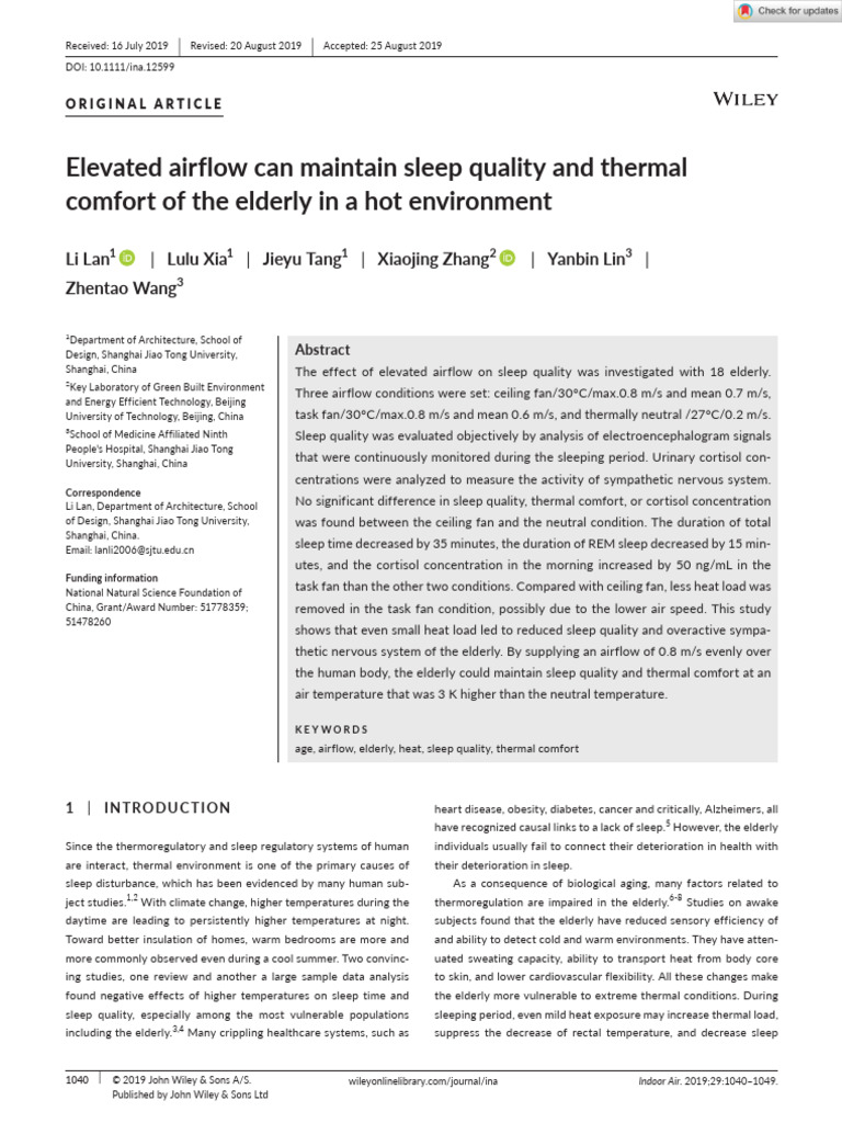 2019 - Lan Et Al. - Elevated Airflow Can Maintain Sleep Quality and ...