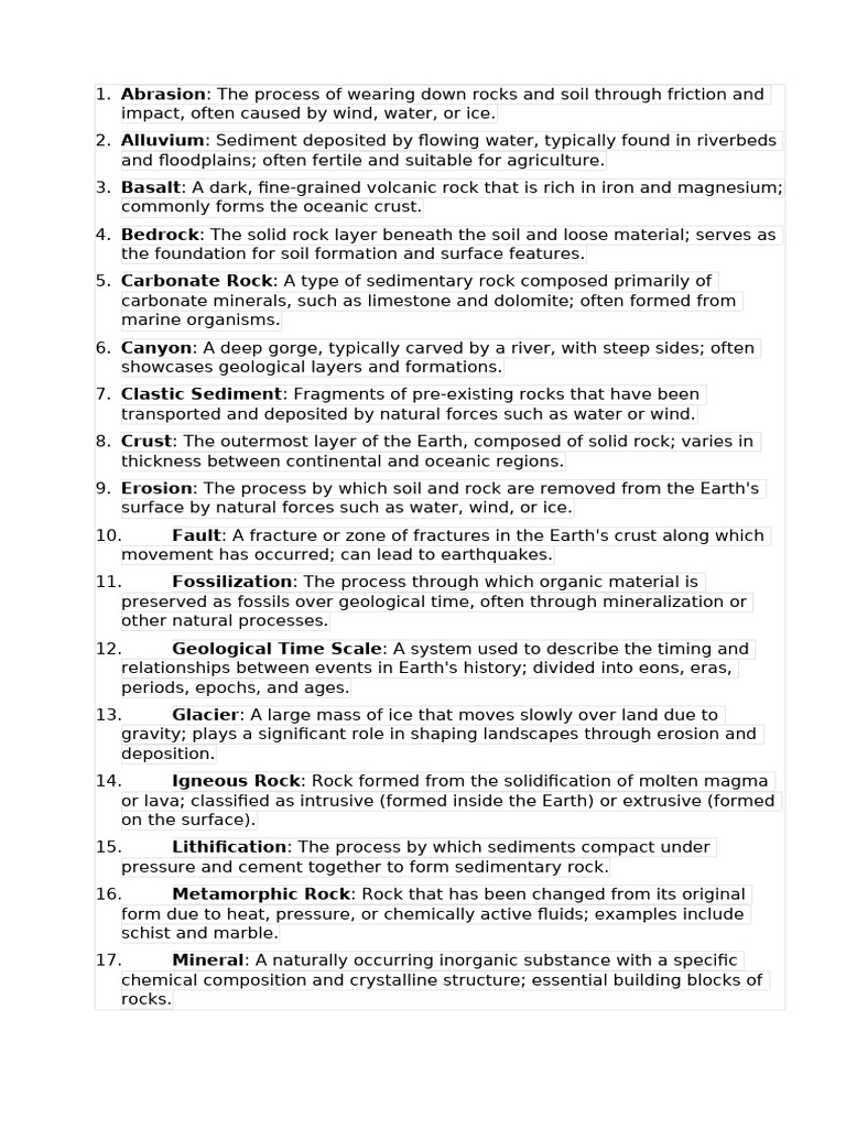 Geology Voc | PDF | Rock (Geology) | Sedimentary Rock