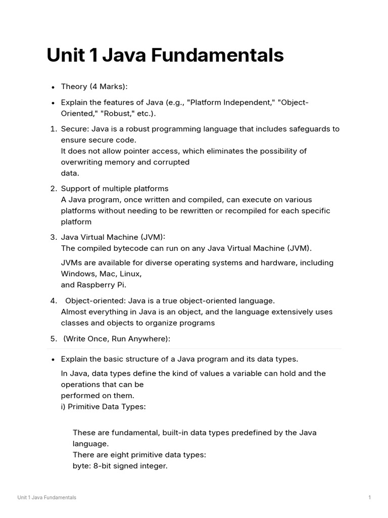 Unit_1 | PDF | Data Type | Class (Computer Programming)