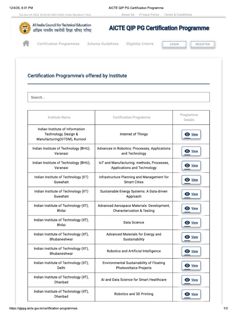 AICTE QIP PG Certification Programme - 02 | PDF