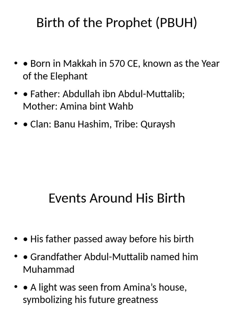 Early Life of Prophet Muhammad (PBUH) | PDF | Muhammad | Life Of Muhammad