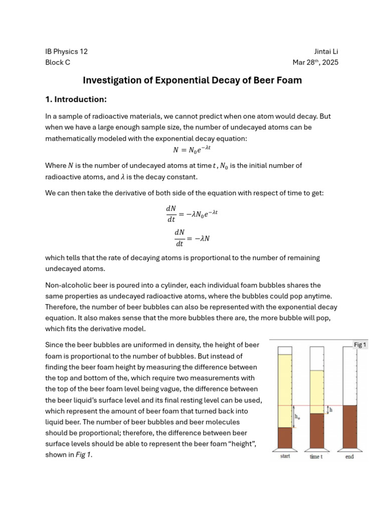 Beer Half Life Lab | PDF | Radioactive Decay | Atoms