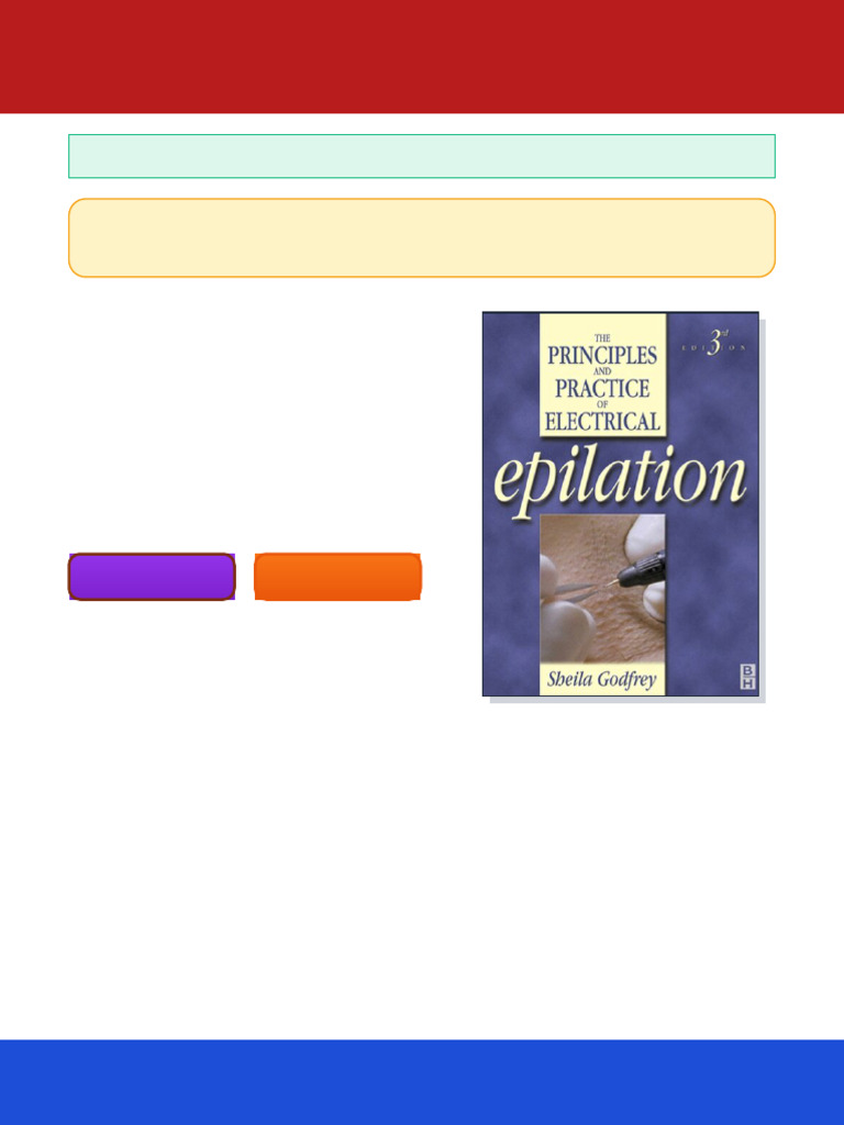 Principles and Practice of Electrical Epilation 3rd Edition Sheila ...