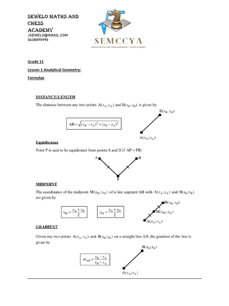 Grade 11 Analytical Geometry Guide | PDF