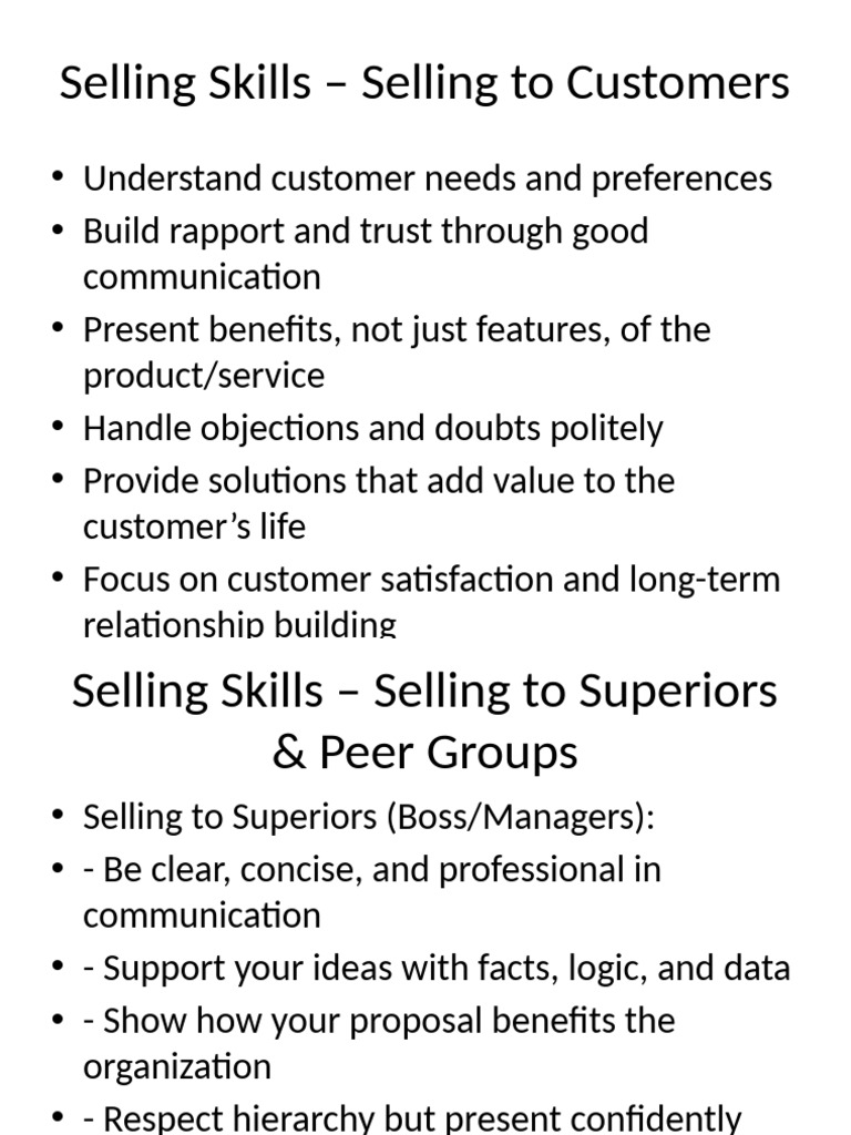 Effective Selling Skills for All Audiences | PDF