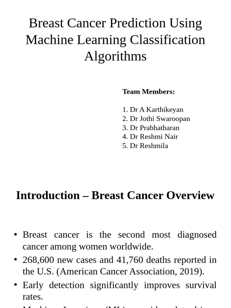Breast Cancer Prediction Detailed Presentation | PDF | Machine Learning ...