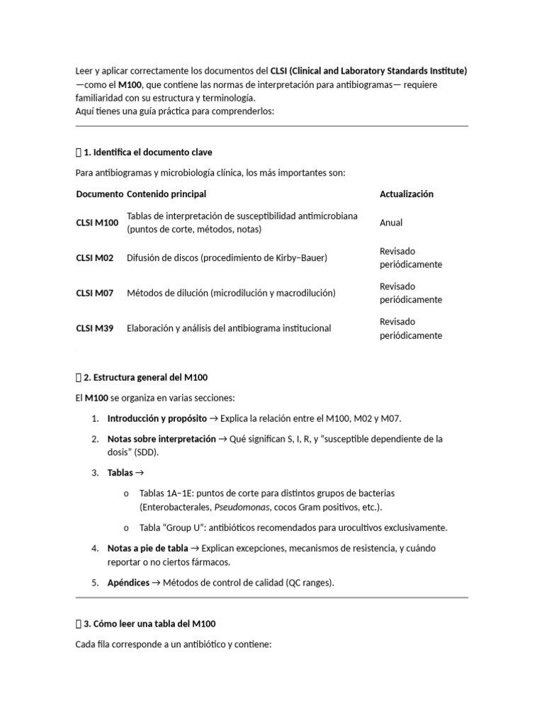 Guía Práctica para Usar CLSI M100 | PDF | Inmunología | Biología