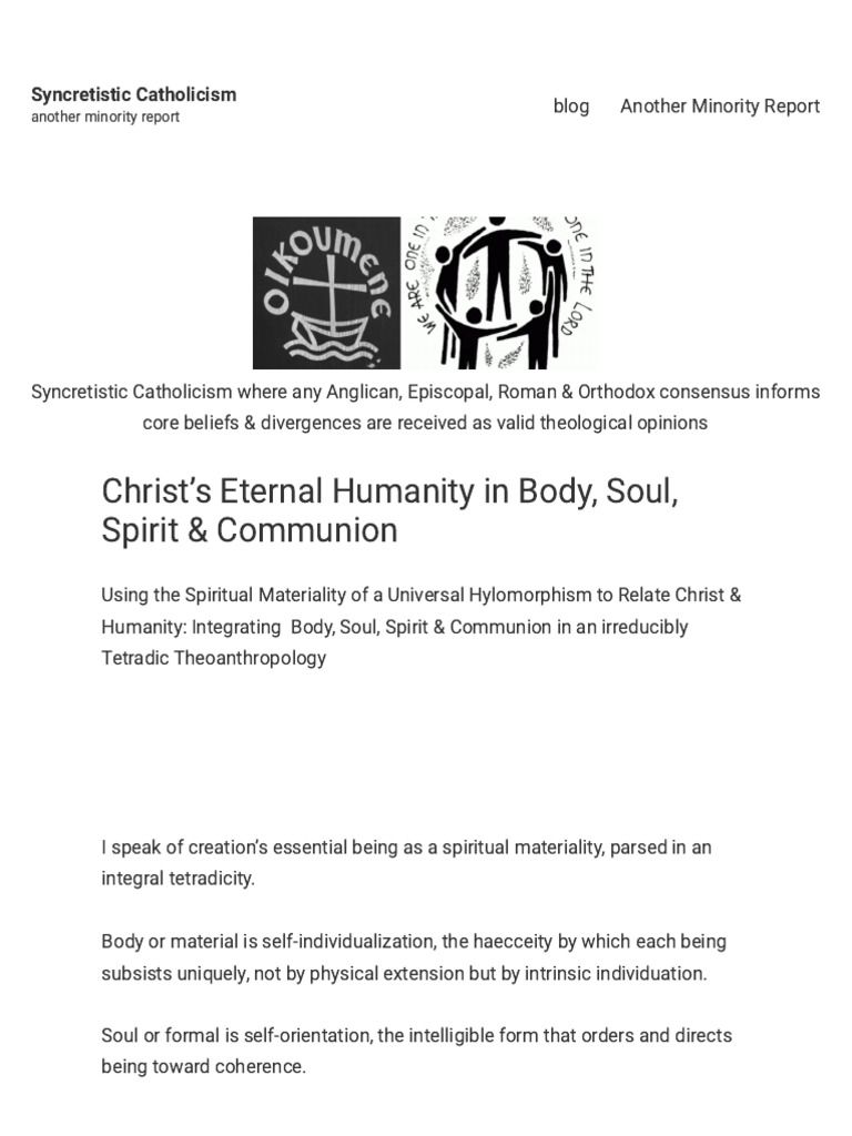 Christ's Eternal Humanity in Body, Soul, Spirit & Communion | PDF ...