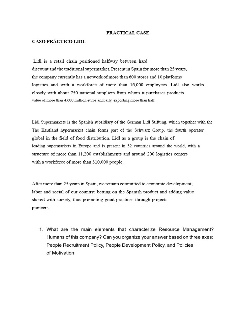Practical Case - Lidl Practical Case | PDF | Employment | Business