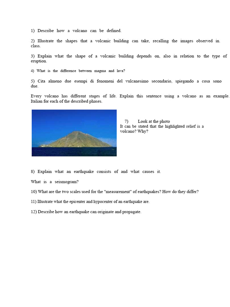 Check on volcanoes and earthquakes with criterion answers. | PDF ...