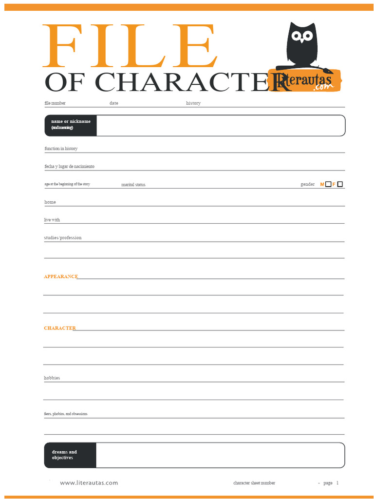 Character Profile Template | PDF