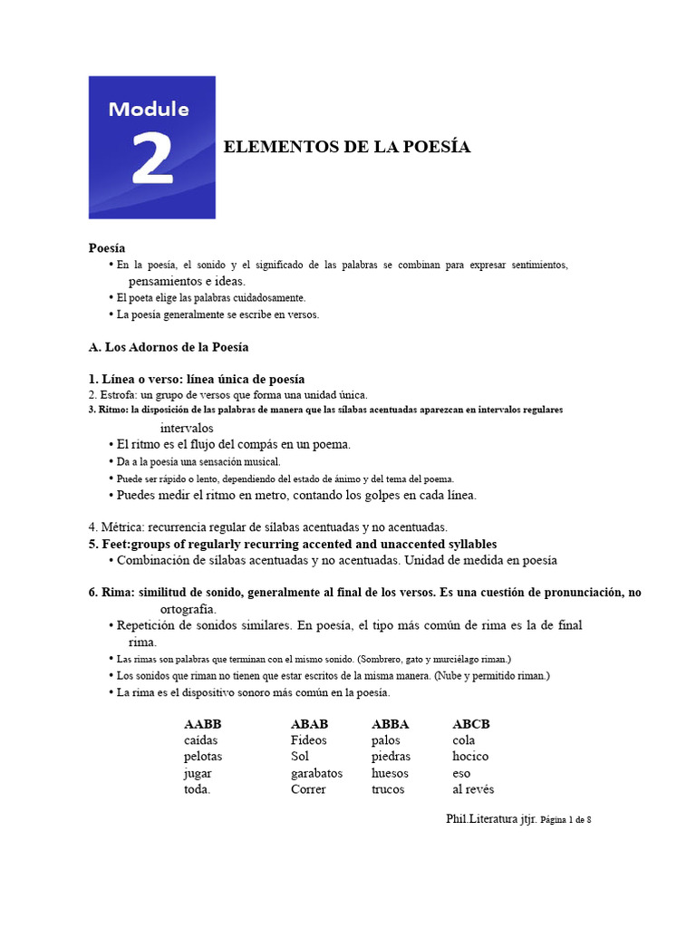 Elementos y Figuras de la Poesía | PDF | Poesía | Metro (poesía)