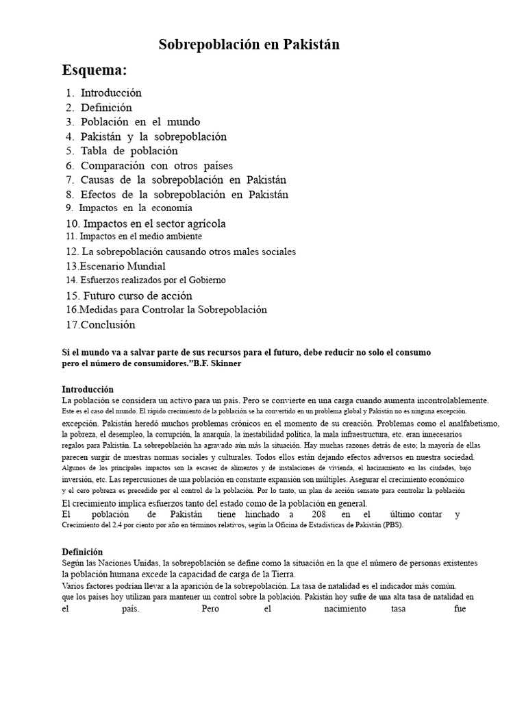 Sobrepoblación en Pakistán | PDF | Sobrepoblación humana | Agricultura