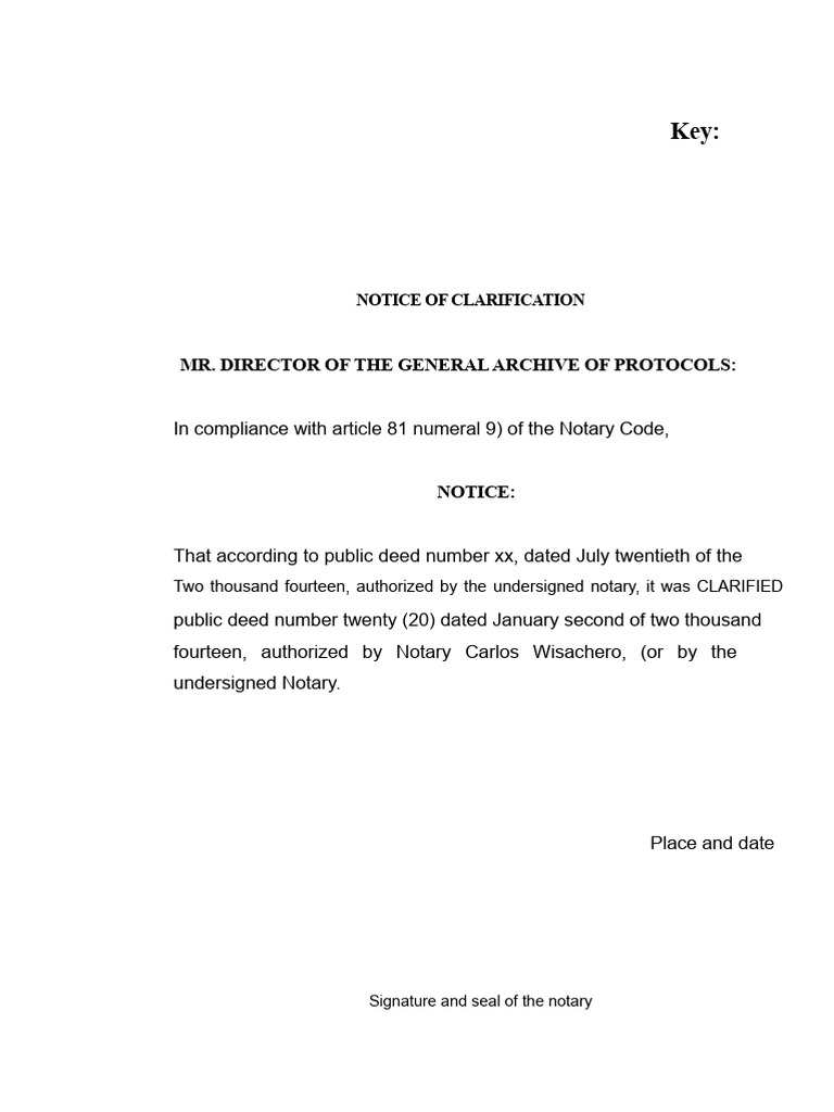 Notice of Clarification of Public Instruments | PDF