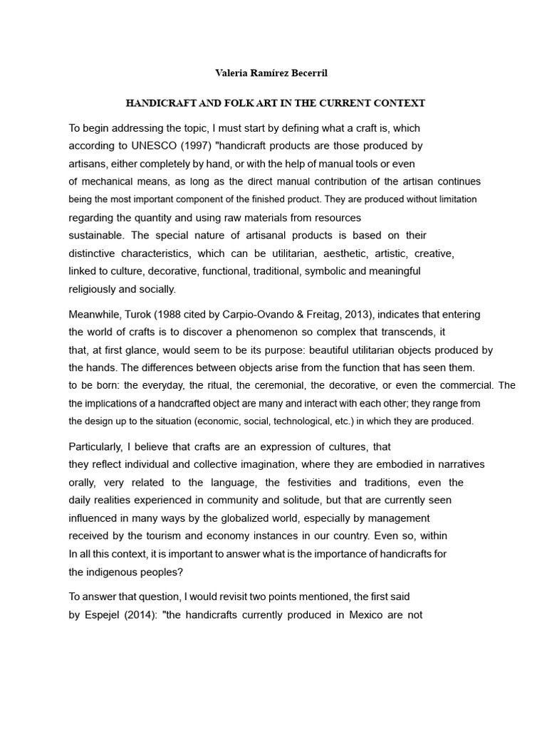 Essay On Crafts and Popular Art in The Current Context | PDF | Crafts ...