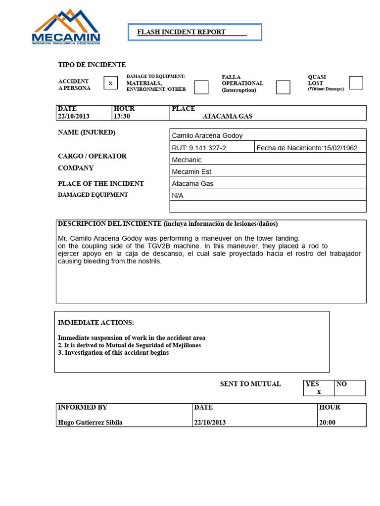 Flash Incident Report. | PDF