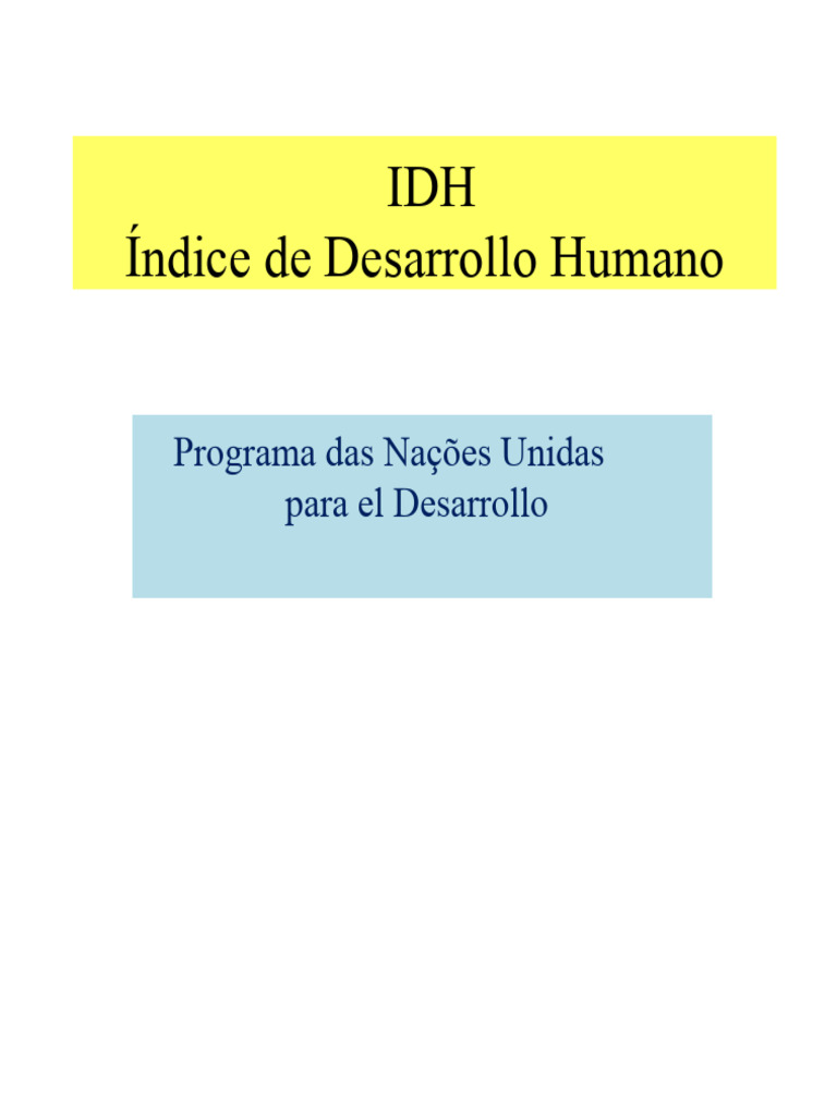 IDH Índice de Desenvolvimento Humano | PDF | Índice de desenvolvimento ...