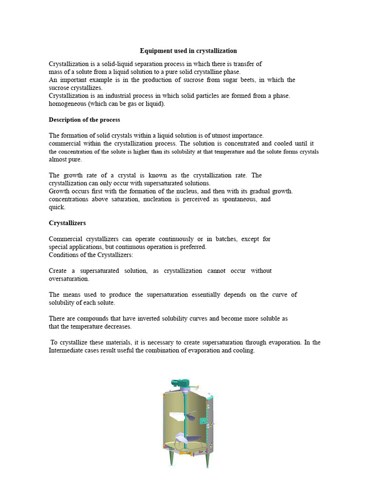 Crystallization Equipment Overview | PDF | Crystallization | Scientific ...