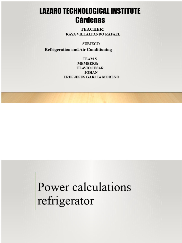 Calculation of Cooling Power | PDF | Refrigeration | Heat